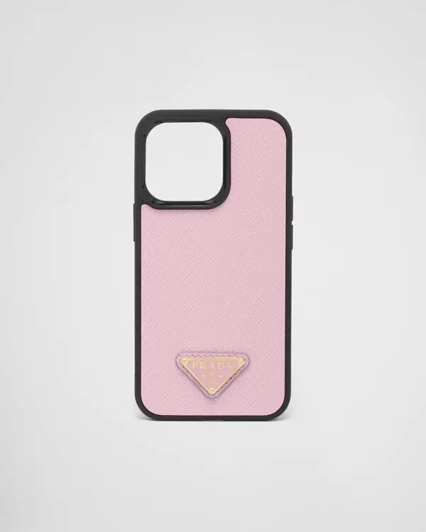 Prada Saffiano Leather Iphone 13 Pro Cover - Alabaster Pink